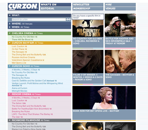 Curzon redesigns cinema site - Design Week