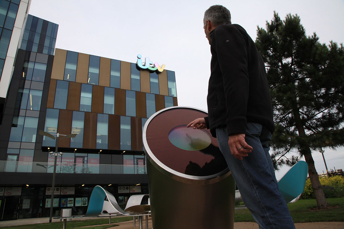 ITV logo ignited with interactive sculpture - Design Week