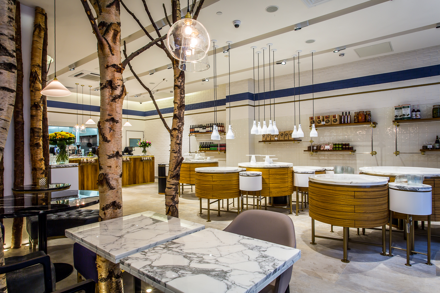 Ethos restaurant features silver birch trees inside - Design Week