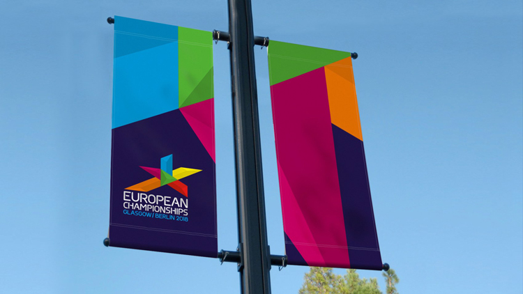 A colourful star logo for new sports event European Championships 2018 ...